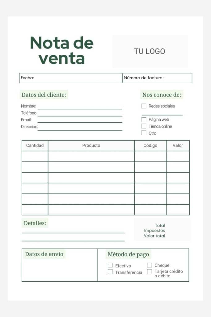 Nota de venta: ¿Qué es? ¿Cómo hacerla? + Plantilla descargable