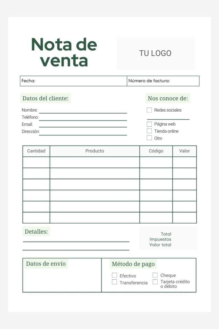 Nota de venta: ¿Qué es? ¿Cómo hacerla? + Plantilla descargable