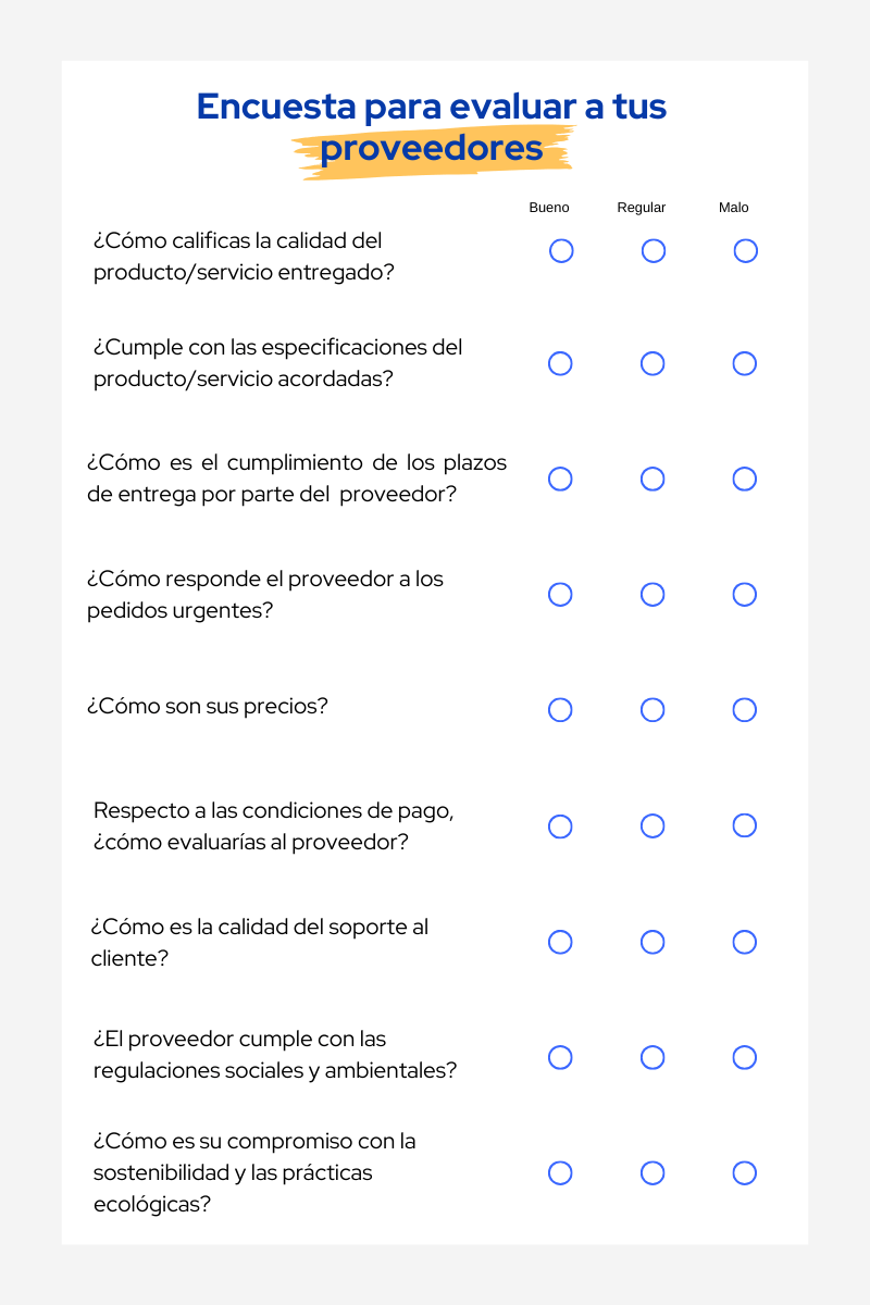 Evaluación de proveedores: Aplícala con esta encuesta + Formato